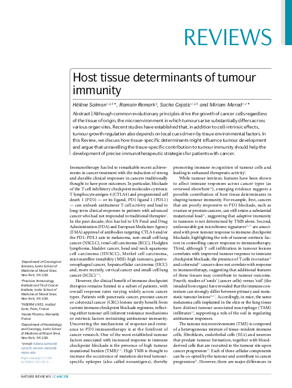 (PDF) Host tissue determinants of tumour immunity