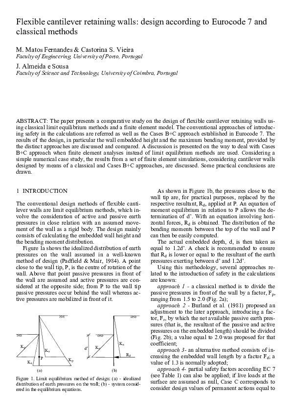 (PDF) Flexible cantilever retaining walls: design according to Eurocode 7 and classical methods