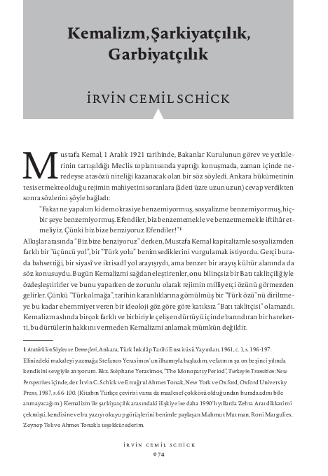 (PDF) Kemalizm, Şarkiyatçılık, Garbiyatçılık