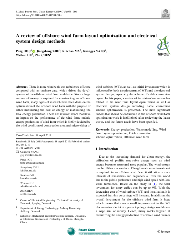 (PDF) A review of offshore wind farm layout optimization and electrical ...