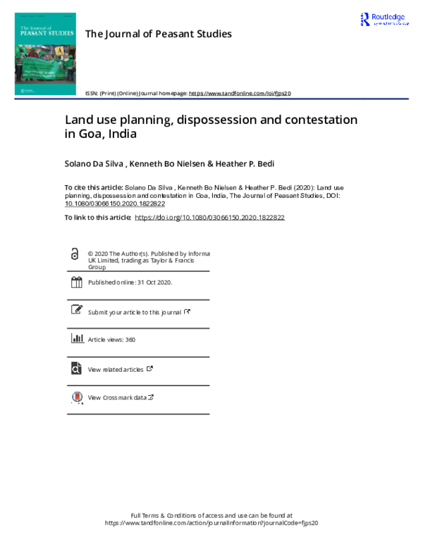 (PDF) Land use planning, dispossession and contestation in Goa, India
