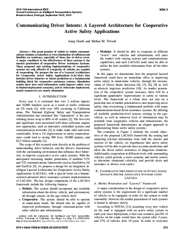 (PDF) Communicating Driver Intents: A Layered Architecture for Cooperative Active Safety ...
