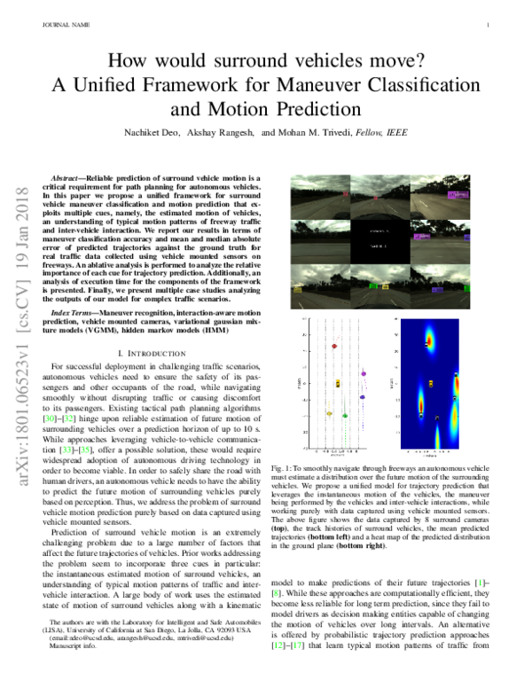 (PDF) How Would Surround Vehicles Move? A Unified Framework for Maneuver Classification and ...