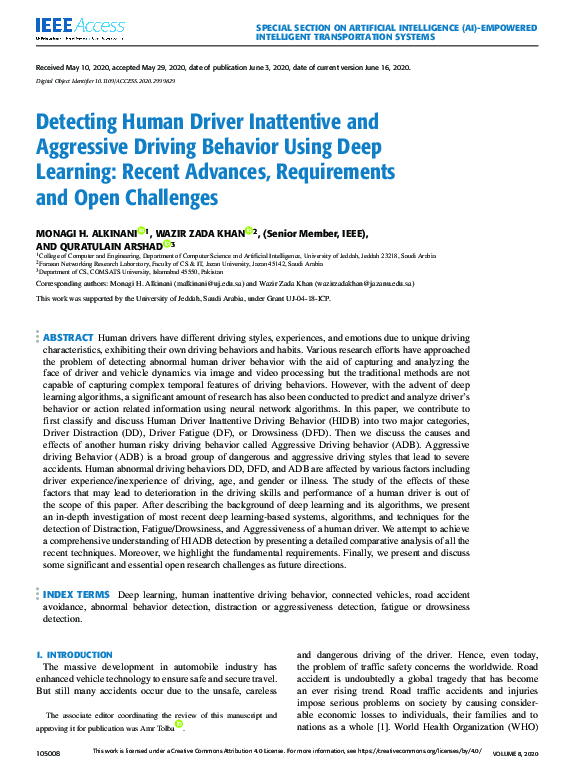 (PDF) Detecting Human Driver Inattentive and Aggressive Driving ...
