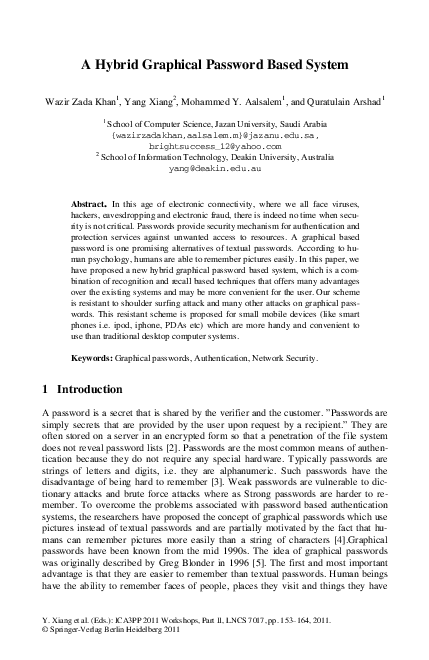 (PDF) A Hybrid Graphical Password Based System