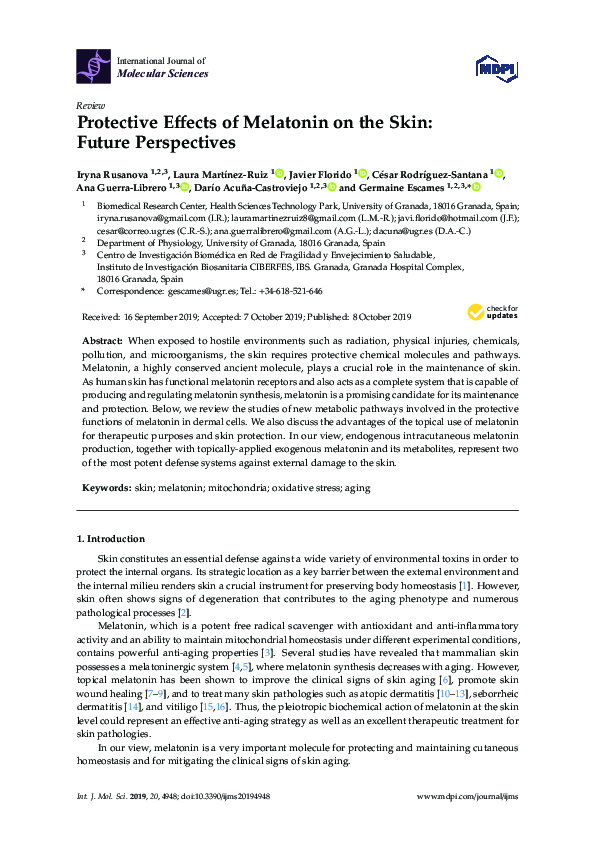 (PDF) Protective Effects of Melatonin on the Skin: Future Perspectives