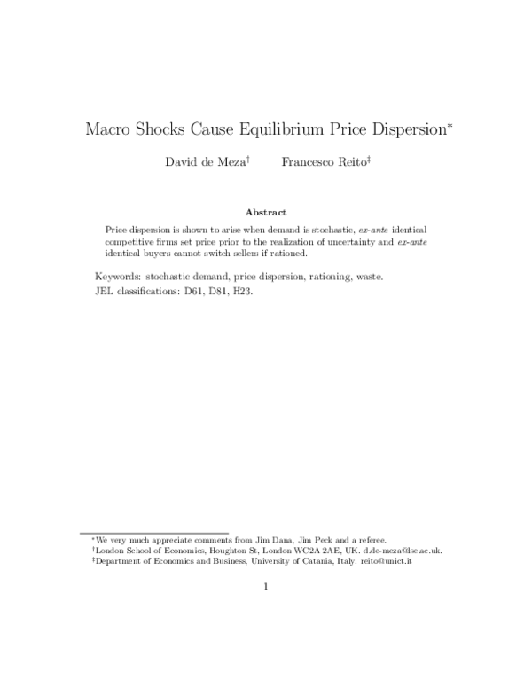 (PDF) Macro shocks cause equilibrium price dispersion