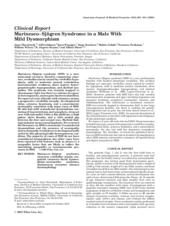 (PDF) Clinical Report Marinesco-Sjogren Syndrome in a Male With Mild ...