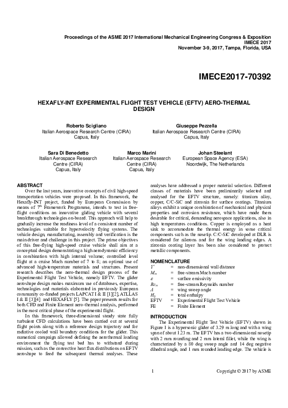 (PDF) Hexafly-INT Experimental Flight Test Vehicle (EFTV) Aero-Thermal ...