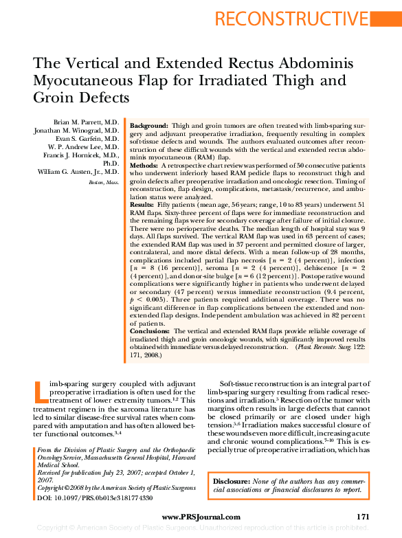 (PDF) The Vertical and Extended Rectus Abdominis Myocutaneous Flap for ...