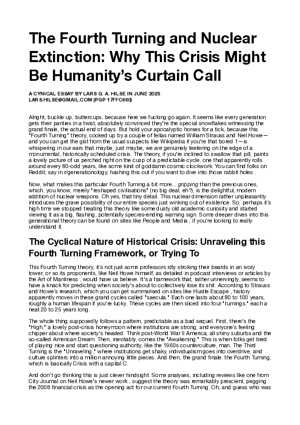 (PDF) The Fourth Turning and Nuclear Extinction: Why This Crisis Might ...