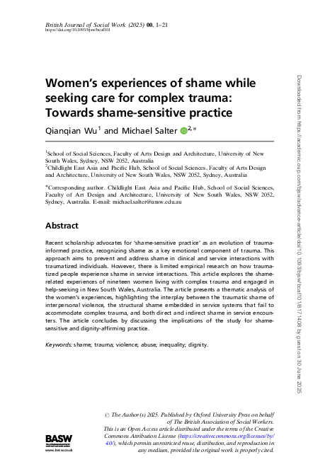 (PDF) Women's experiences of shame while seeking care for complex ...