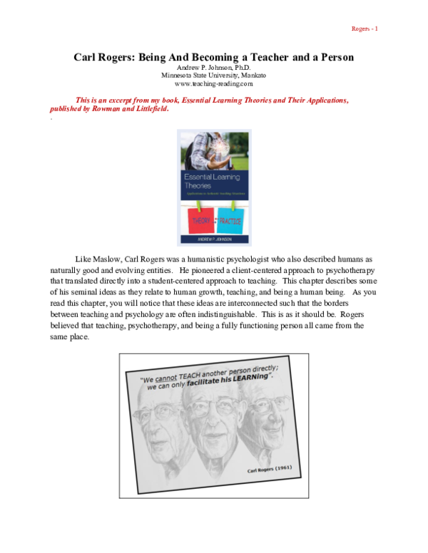 (PDF) Carl Rogers: Being And Becoming a Teacher and a Person
