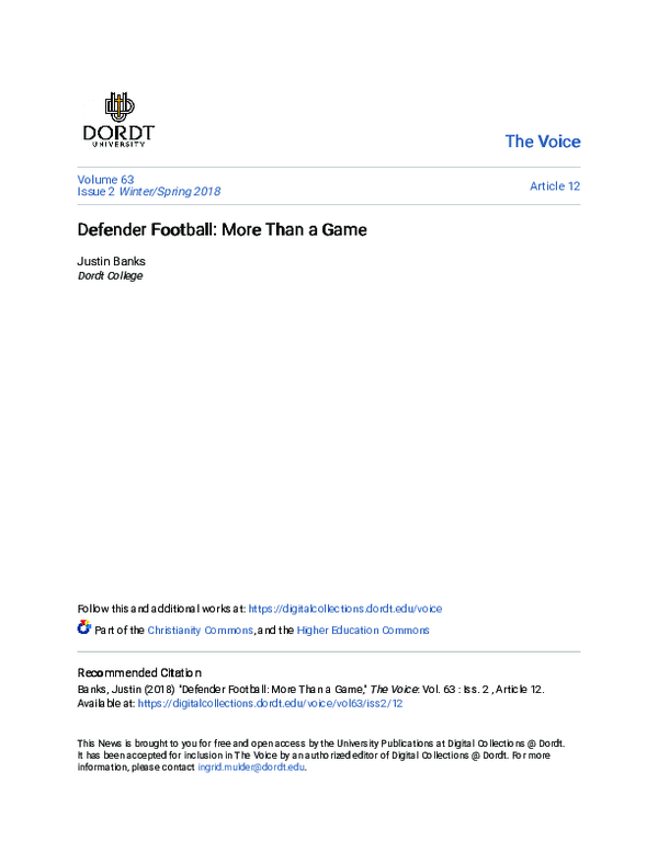 (PDF) Defender Football: More Than a Game