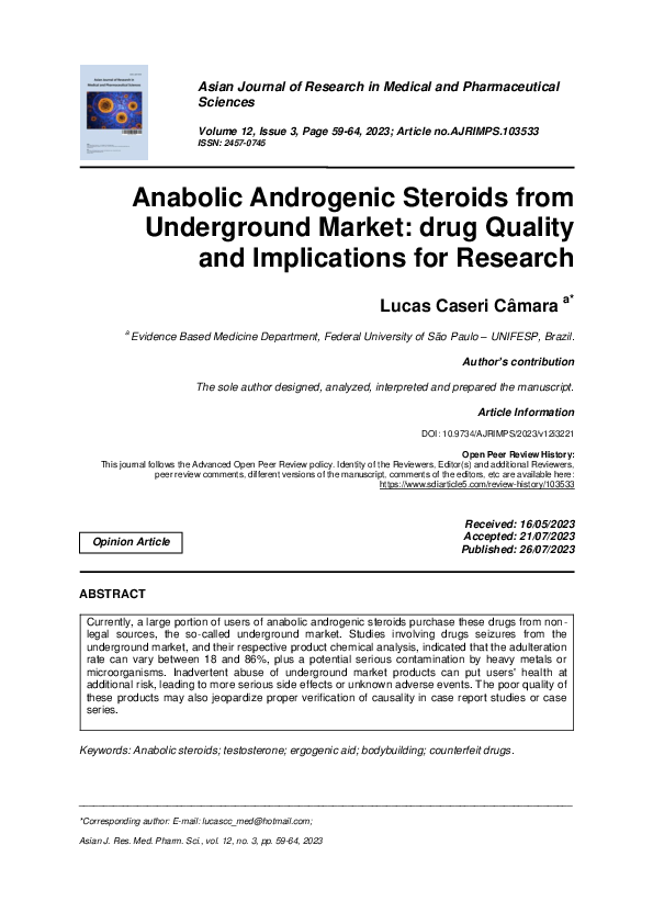 (PDF) Anabolic Androgenic Steroids from Underground Market: drug ...