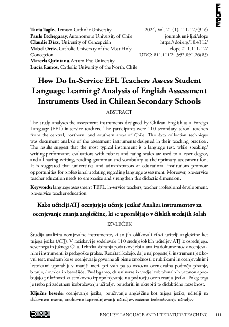 (PDF) How do in-service EFL teachers assess student language learning ...