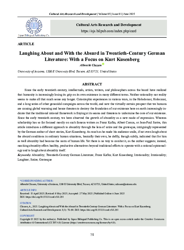 (PDF) Laughing About and With the Absurd in Twentieth-Century German ...