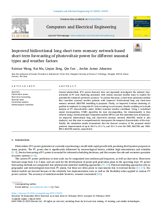(PDF) Improved bidirectional long short-term memory network-based short-term forecasting of ...