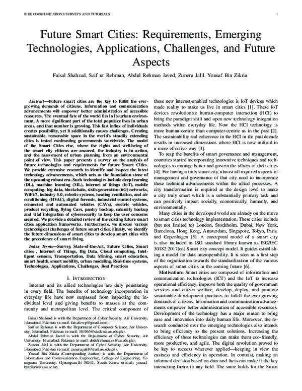 (PDF) Future Smart Cities: Requirements, Emerging Technologies ...