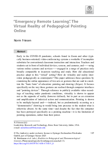 (PDF) "Emergency Remote Learning:" The Virtual Reality of Pedagogical ...
