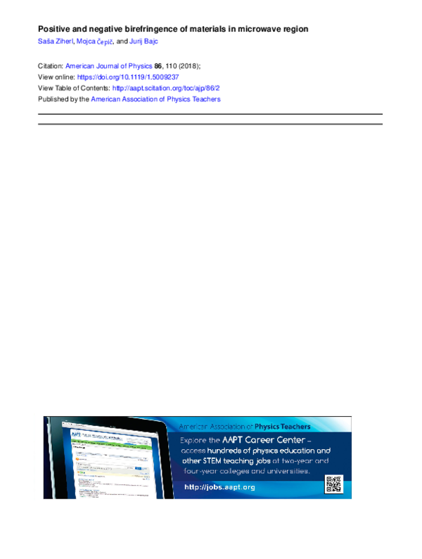 (PDF) Positive and negative birefringence of materials in microwave region