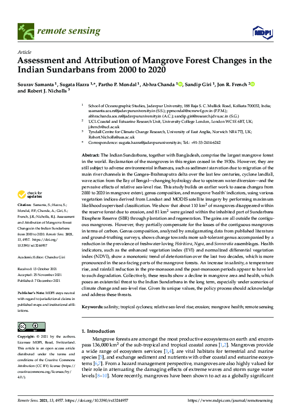 (PDF) Assessment and Attribution of Mangrove Forest Changes in the ...