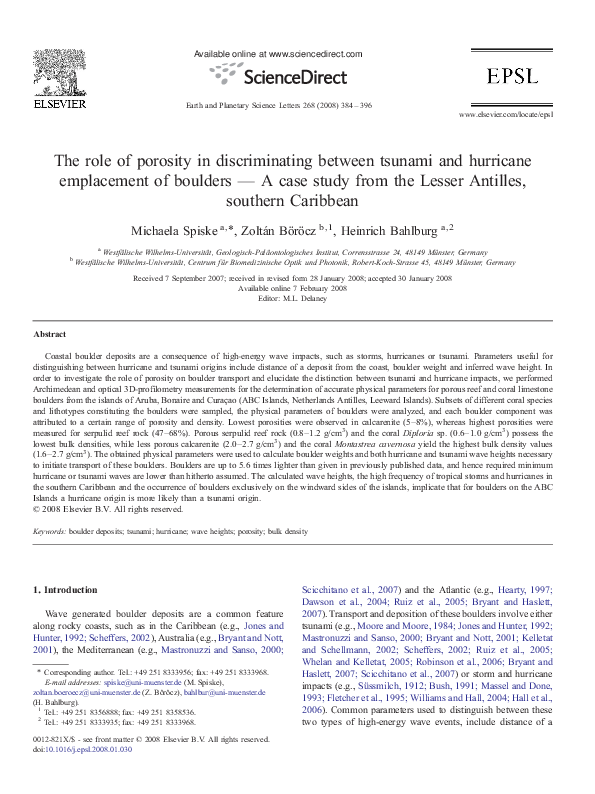 (PDF) The role of porosity in discriminating between tsunami and ...