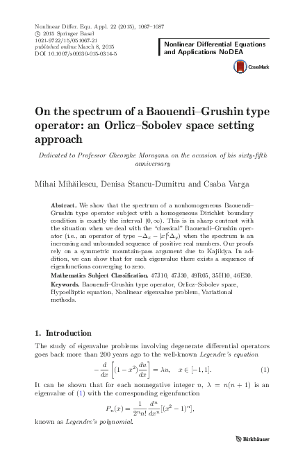 (PDF) On the spectrum of a Baouendi–Grushin type operator: an Orlicz ...