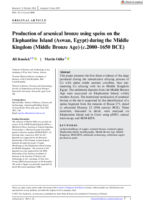 (PDF) Production of arsenical bronze using speiss on the Elephantine ...