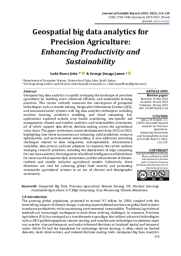(PDF) Geospatial big data analytics for Precision Agriculture: Enhancing Productivity and ...