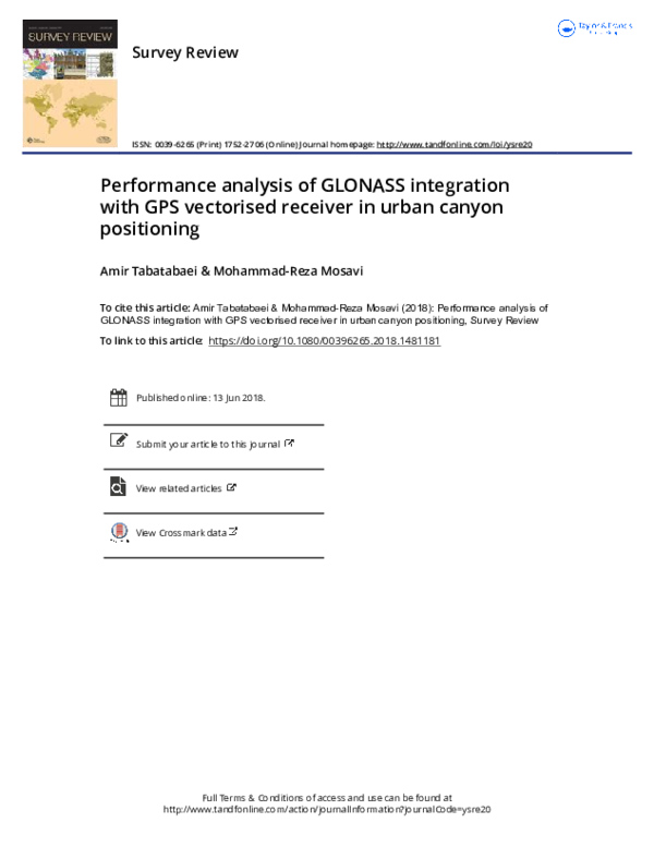 (PDF) Performance analysis of GLONASS integration with GPS vectorised receiver in urban canyon ...