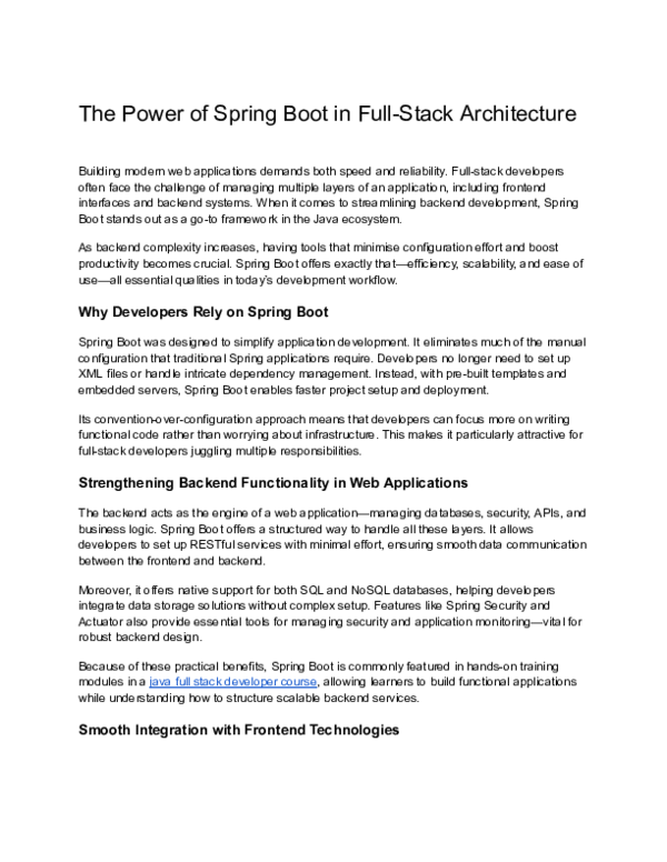 (PDF) The Power of Spring Boot in Full-Stack Architecture