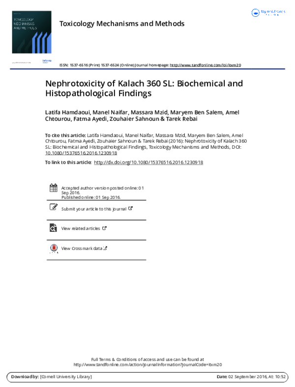(PDF) Nephrotoxicity of Kalach 360 SL: Biochemical and ...