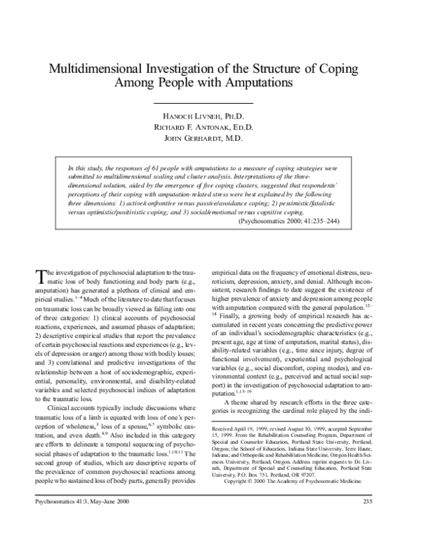 (PDF) Multidimensional Investigation of the Structure of Coping Among ...