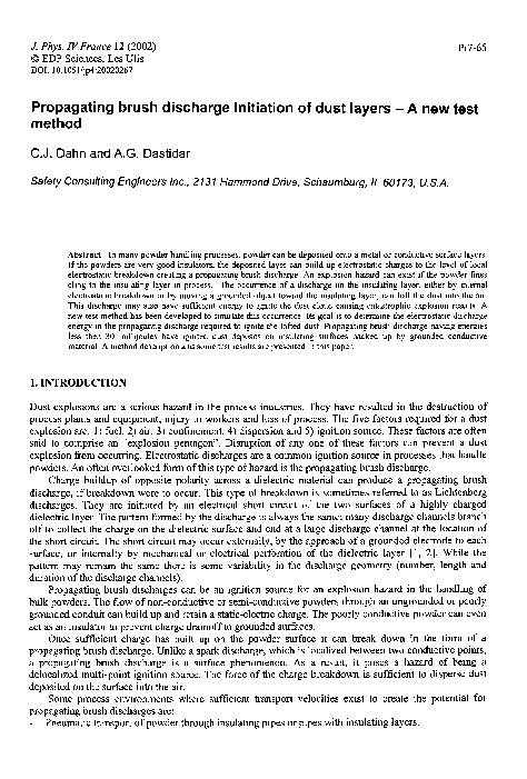 (PDF) Propagating brush discharge initiation of dust layers – A new ...