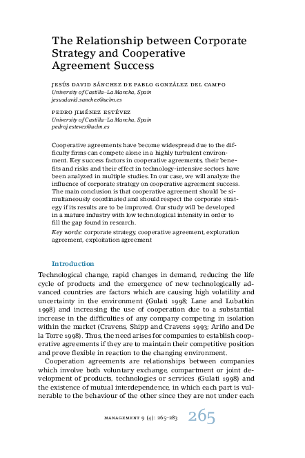(PDF) The Relationship between Corporate Strategy and Cooperative ...