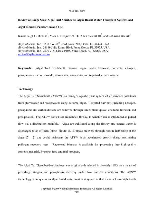 (PDF) Review of Large Scale Algal Turf Scrubber® Algae Based Water ...