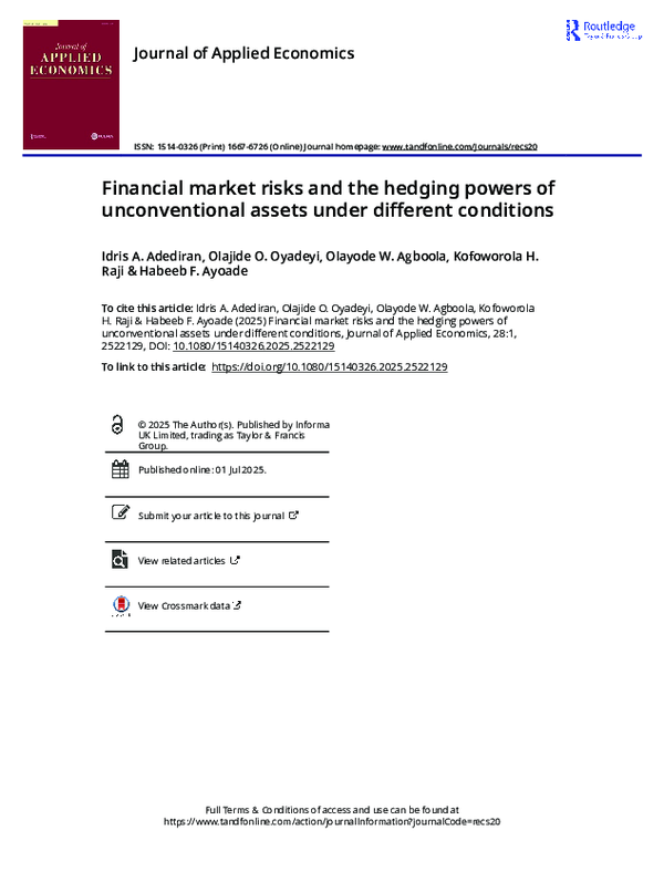 (PDF) Financial market risks and the hedging powers of unconventional ...