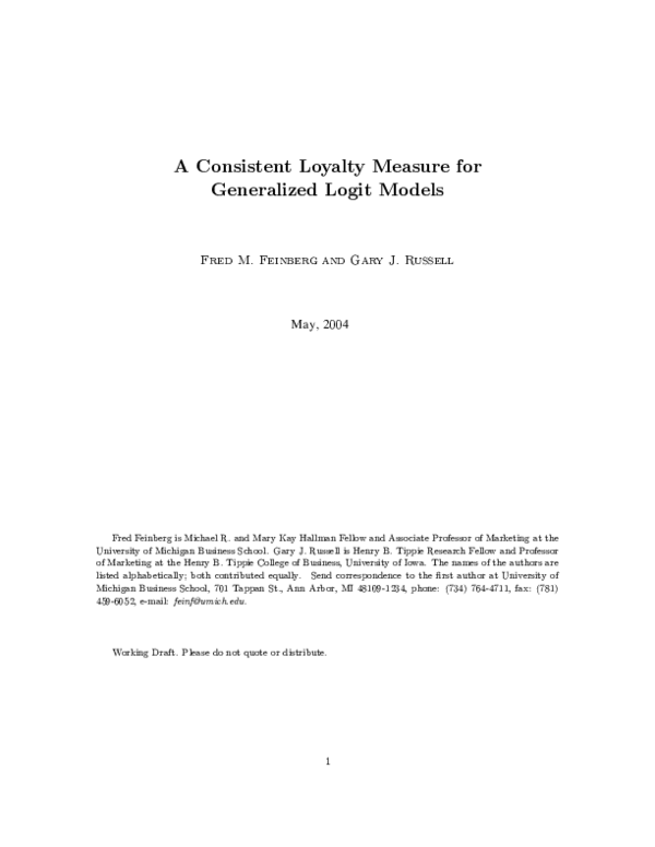 (PDF) A consistent loyalty measure for generalized logit models