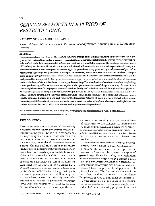 (PDF) German Seaports in a Period of Restructuring