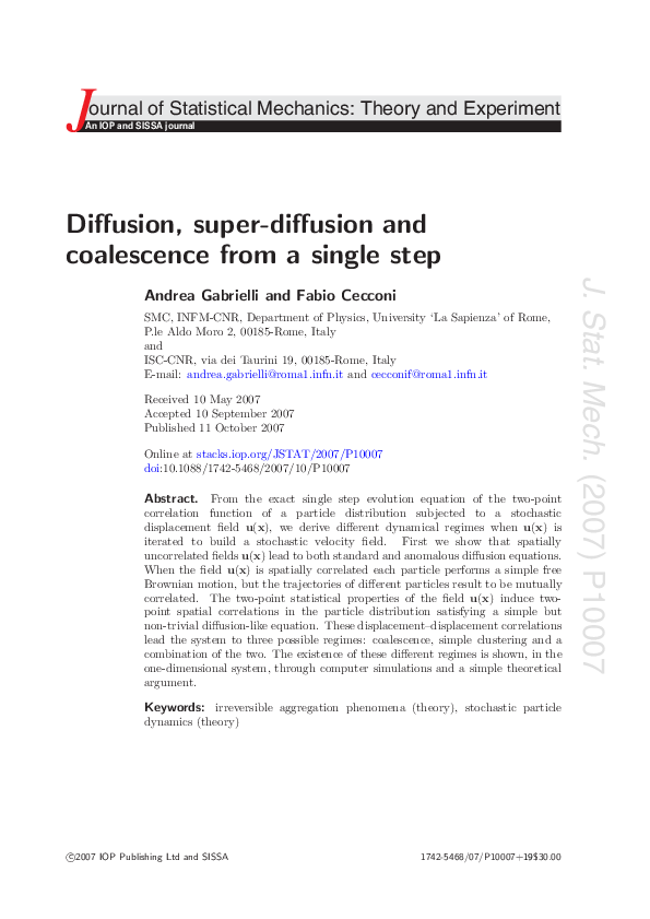 (PDF) Stat.M ech.(2007)P10007 ournal of Statistical Mechanics: An IOP and SISSA journalJ Theory ...