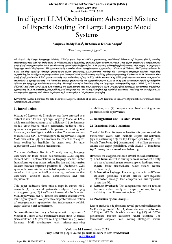 (PDF) Intelligent LLM Orchestration: Advanced Mixture of Experts ...