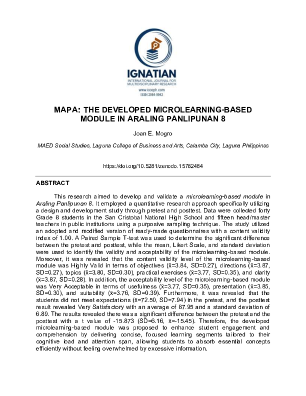 (PDF) MAPA THE DEVELOPED MICROLEARNING BASED MODULE IN ARALING PANLIPUNAN 8