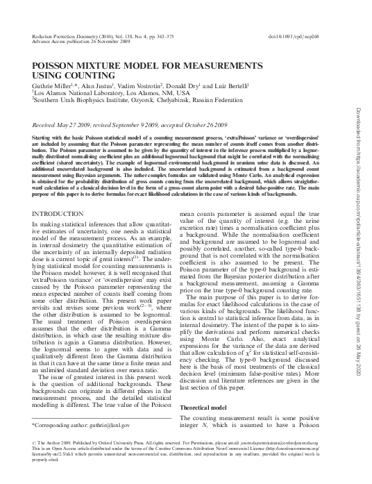 (PDF) Poisson mixture model for measurements using counting