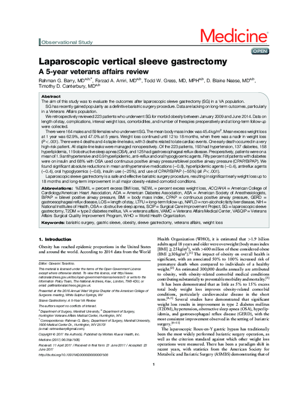 (PDF) Laparoscopic vertical sleeve gastrectomy
