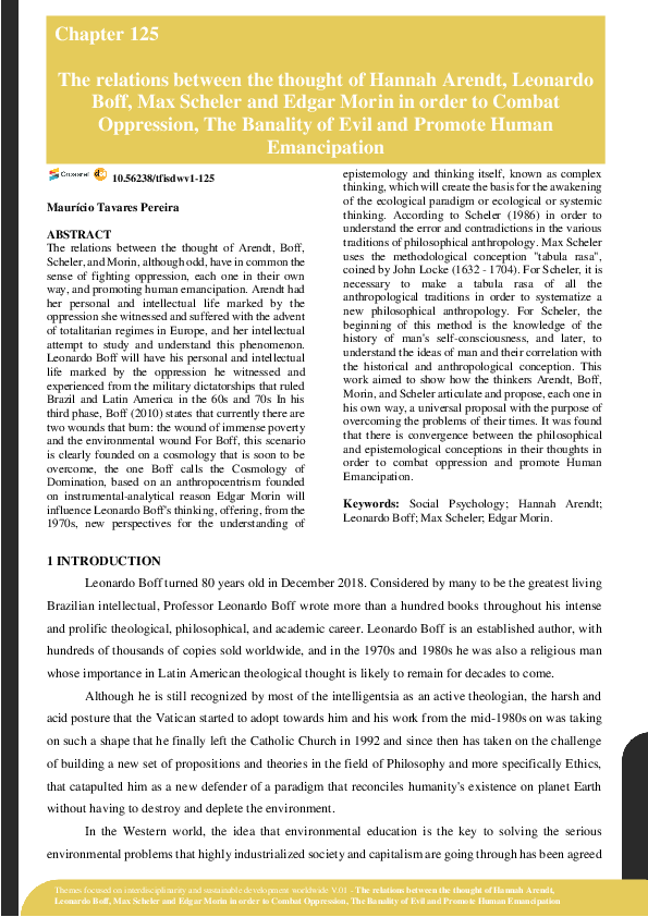 (PDF) The relations between the thought of Hannah Arendt, Leonardo Boff ...