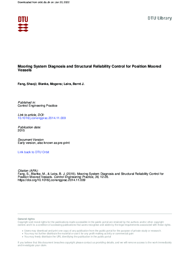 (PDF) Mooring system diagnosis and structural reliability control for ...
