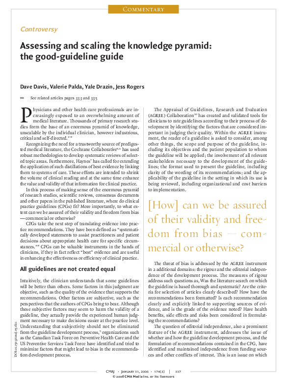 (PDF) Assessing and scaling the knowledge pyramid: the good-guideline guide