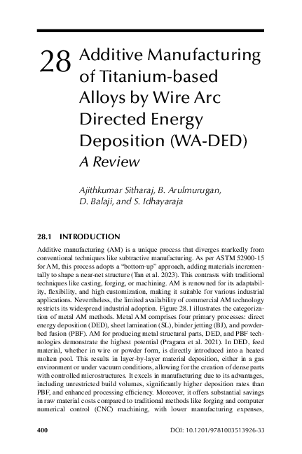 (PDF) Additive Manufacturing of Titanium-based Alloys by Wire Arc ...
