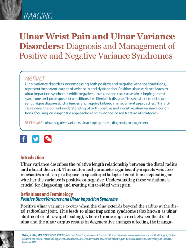 (PDF) Ulnar Wrist Pain and Ulnar Variance Disorders: Diagnosis and ...